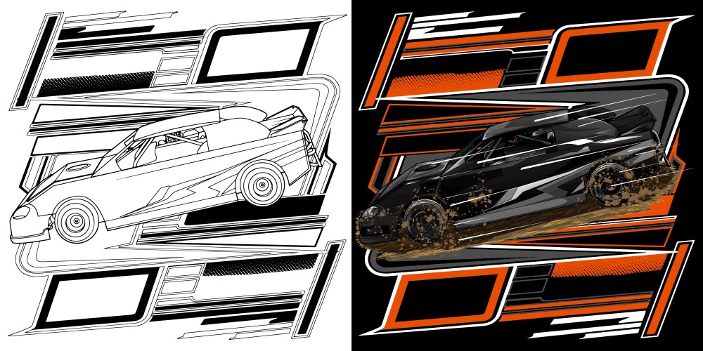 White drag racing car black strip Royalty Free Vector Image