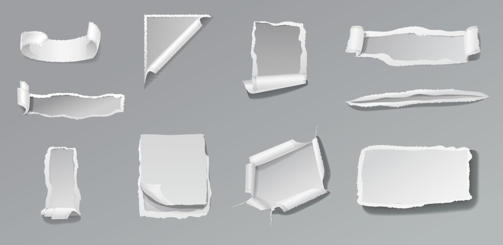 Torn newspaper symbols set from ripped Royalty Free Vector