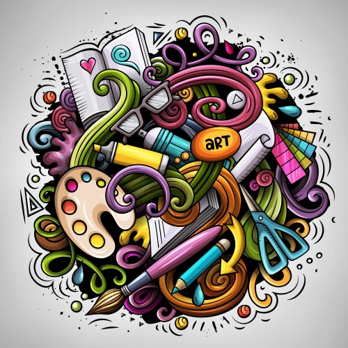 Cartoon doodles art and design Royalty Free Vector Image