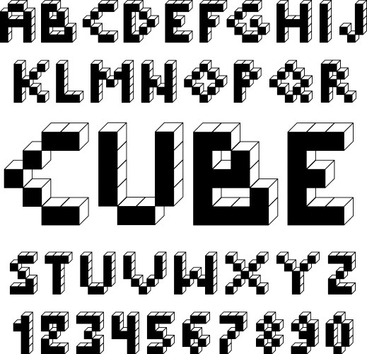Pixel retro video game font 80 s alphabet Vector Image