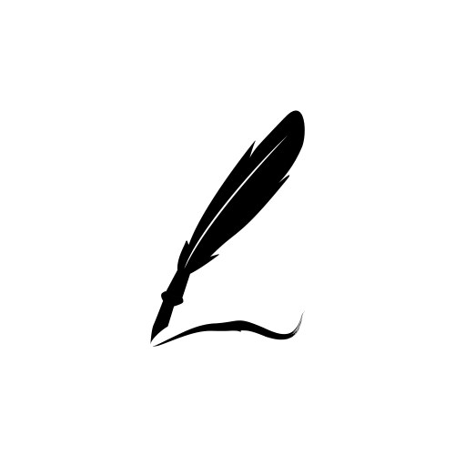 Feather quill pen golden ink logo Royalty Free Vector Image