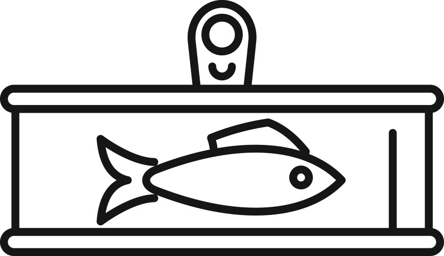 Open tin can with sardines preserved fish Vector Image