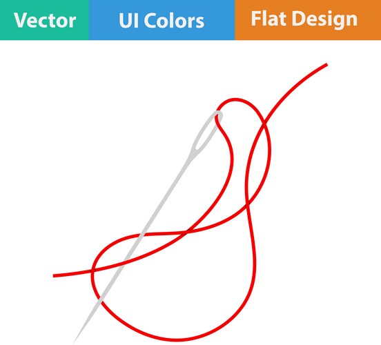 Sewing needle with red thread Royalty Free Vector Image