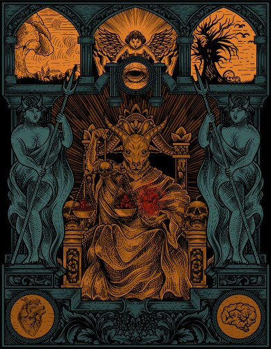 King satan on gothic engraving ornament style Vector Image