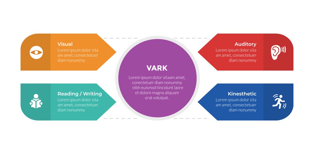 Vark learning styles infographics template Vector Image