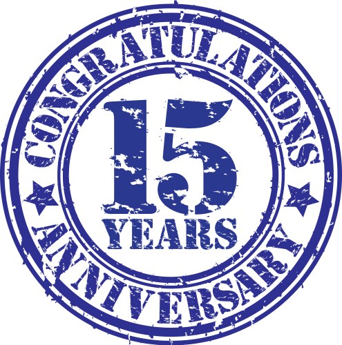 Happy birthday 15 years grunge rubber stamp Vector Image