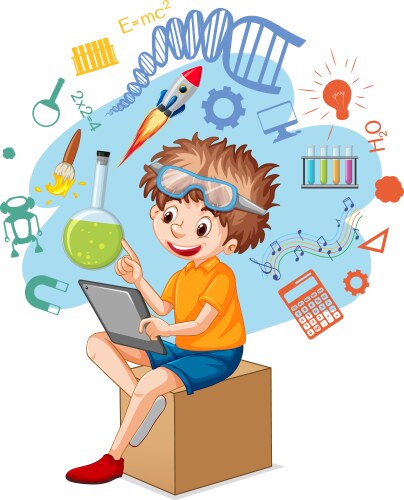 Group of children using computer Royalty Free Vector Image