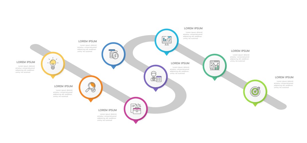 Infographic 8 steps timeline diagram quarter topic
