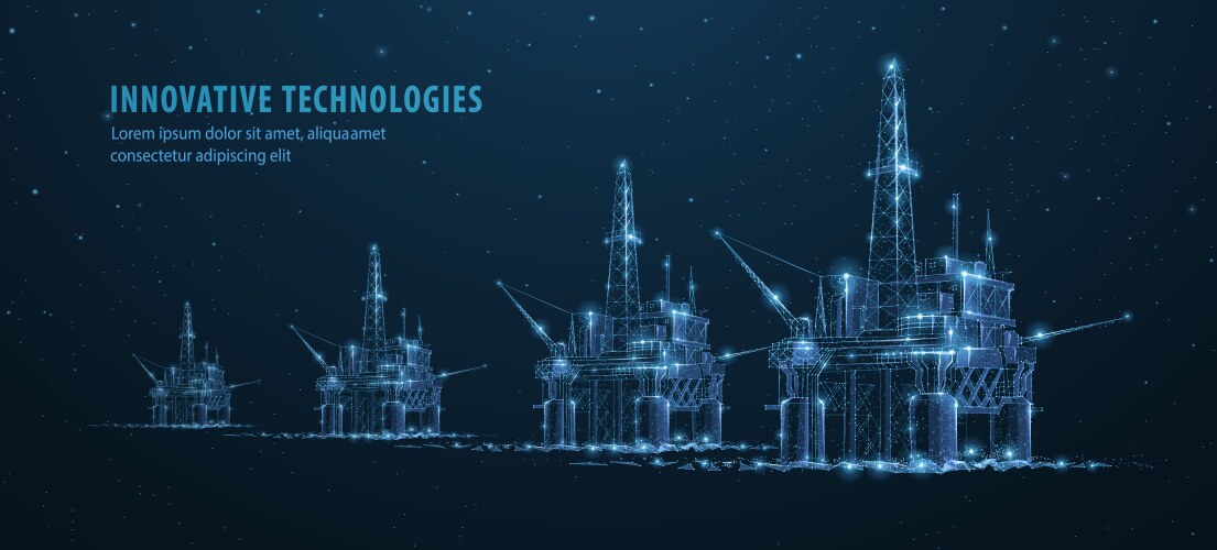 Oil rigs abstract 3d floating rig platforms Vector Image