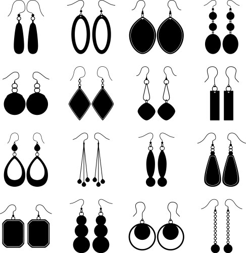 Earring shape template black shadow of earrings Vector Image