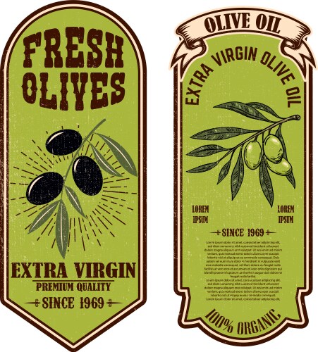 Set of labels for olives oil Royalty Free Vector Image