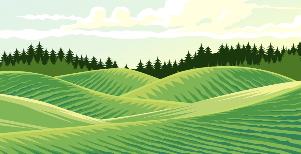 View of agricultural hills Royalty Free Vector Image