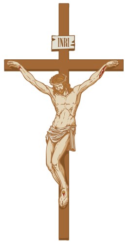 Jesus christ crucified on cross Royalty Free Vector Image