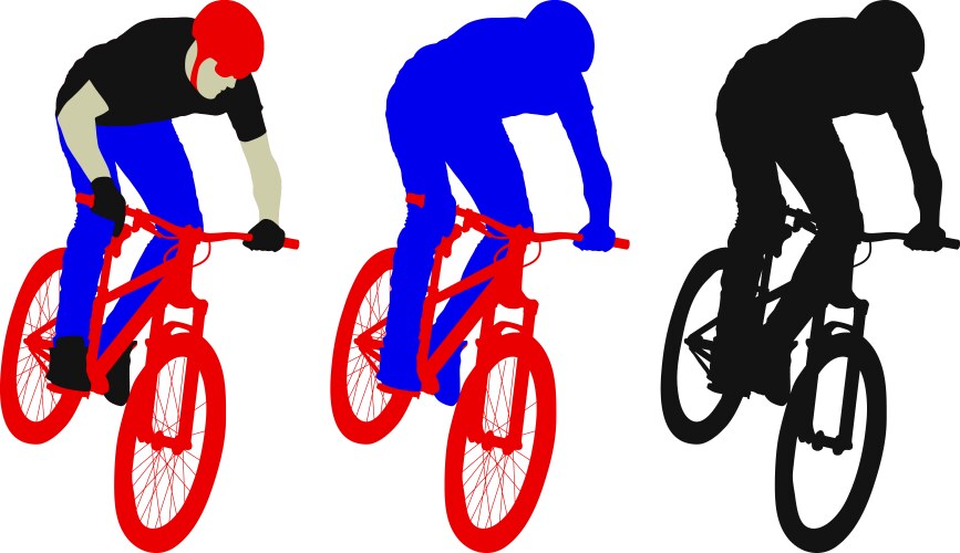Cyclist riding bicycle front view Royalty Free Vector Image