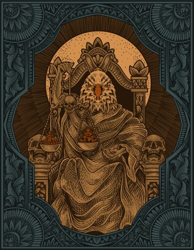 King satan on gothic engraving ornament style Vector Image
