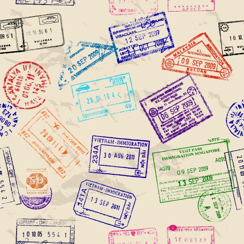 Passport stamp seamless pattern international Vector Image