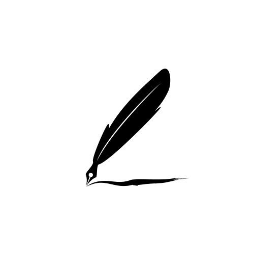 Feather quill pen golden ink logo Royalty Free Vector Image