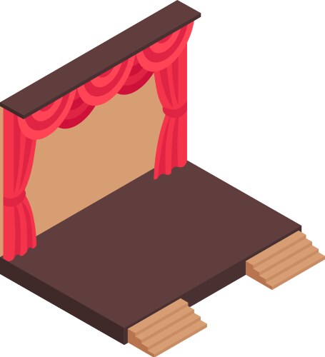 Theater stage with red curtain icon cartoon style Vector Image