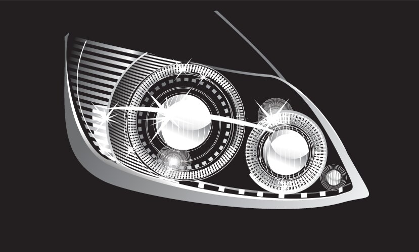 Round car headlight vintage Royalty Free Vector Image