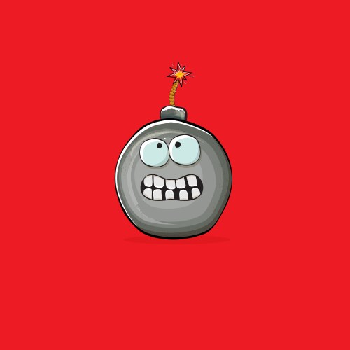 Cartoon burning bomb characters isolated on red Vector Image