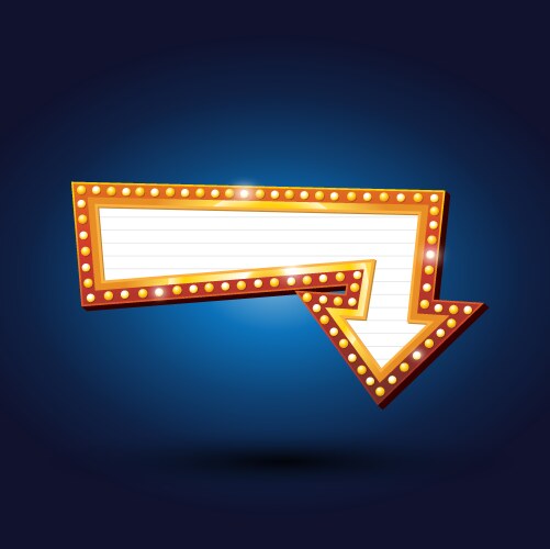 Arrow billboard retro light frames theater sign Vector Image