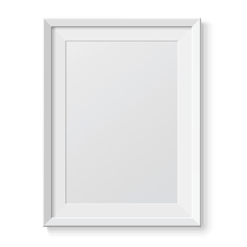 Realistic white picture frame on transparent Vector Image