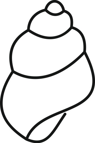 Spiral seashell showing growth stages in black Vector Image