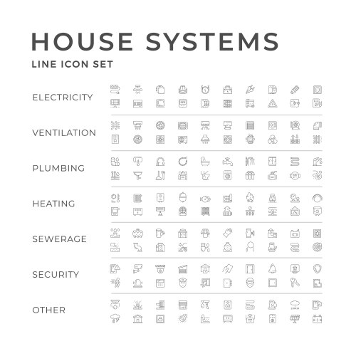 Icons line set round thin Royalty Free Vector Image