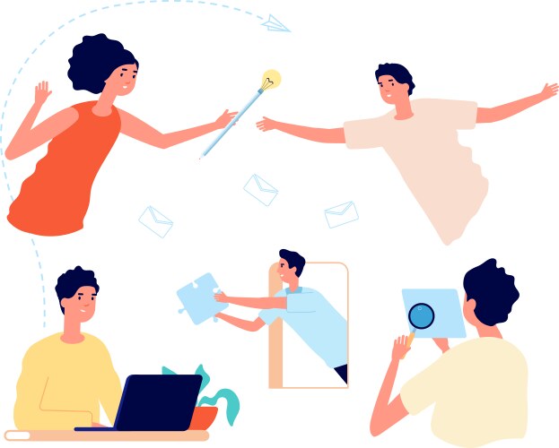 Teamwork concept creative idea working process Vector Image