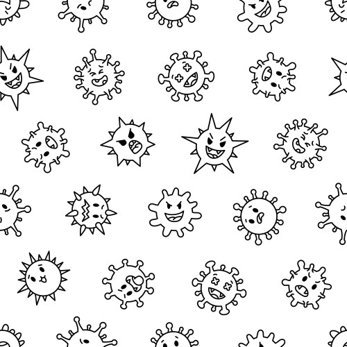 Viruses kawaii seamless pattern coloring page Vector Image
