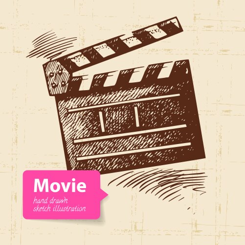 Vintage movie cinema banner with hand drawn sketch
