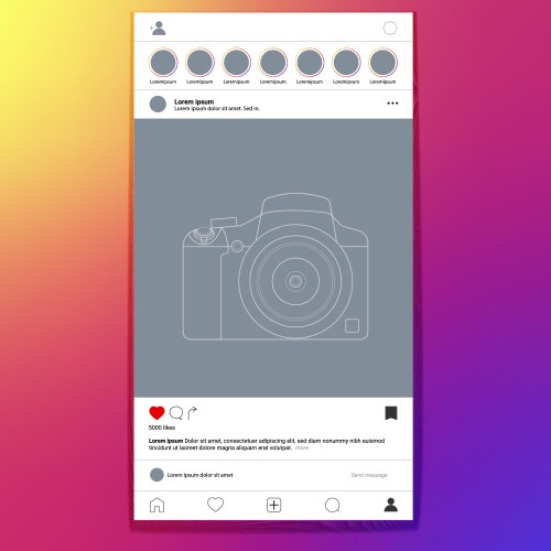 Instagram photo frame gradient background Vector Image