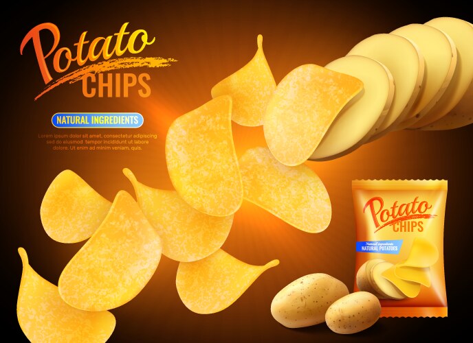 Chips ads cheese flavour explosion background Vector Image