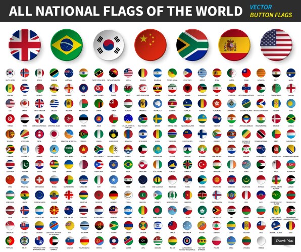 All european country flags icons circle shape Vector Image