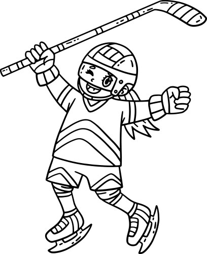 Girl playing hockey coloring page for kids Vector Image