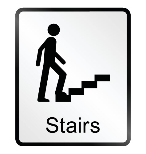 Fall down stairs warning sign Royalty Free Vector Image