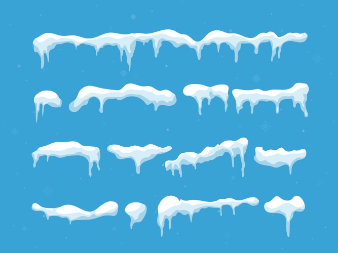 Snow cap ice set winter design snowy icicle roof Vector Image