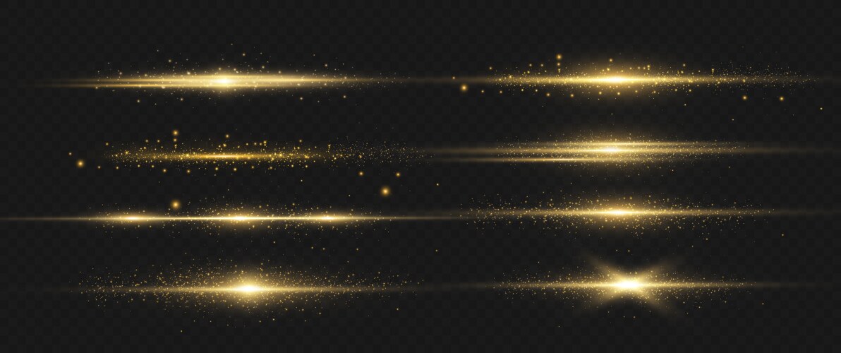 Golden glow line yellow horizontal light rays Vector Image
