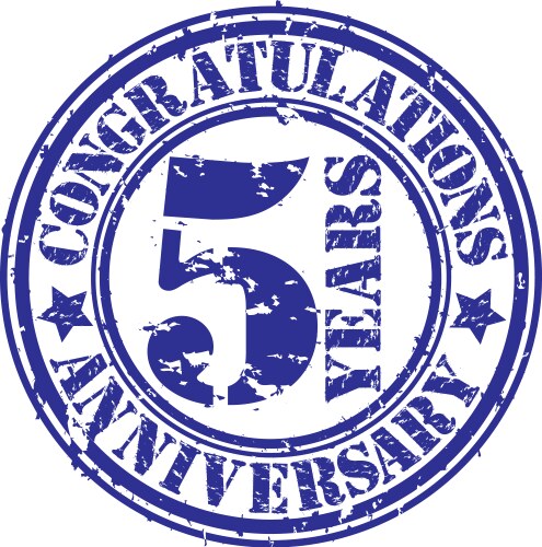 5 years anniversary stamp Royalty Free Vector Image