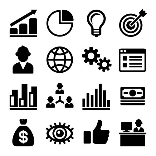 Black and white social media icons on transparent Vector Image
