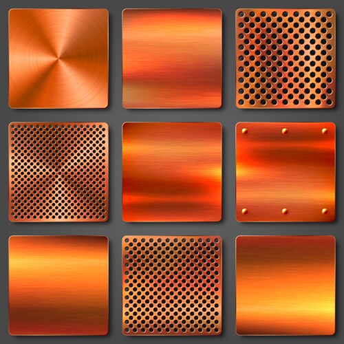 Realistic copper banners collection brushed Vector Image