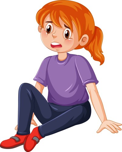 Sad girl cartoon sitting alone Royalty Free Vector Image