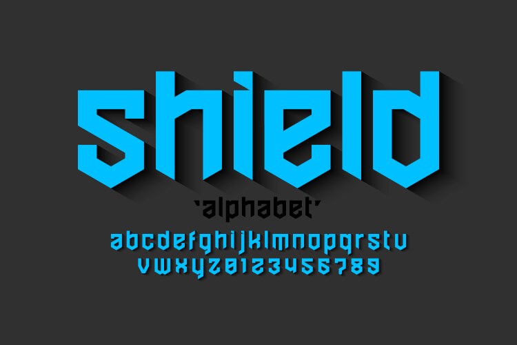 Shield style font design security protection Vector Image