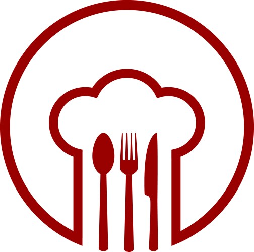 Red icon with chef hat Royalty Free Vector Image
