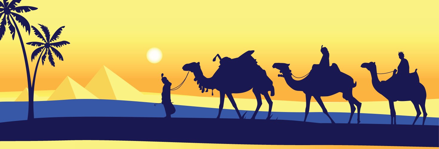 Camel caravan Royalty Free Vector Image - VectorStock