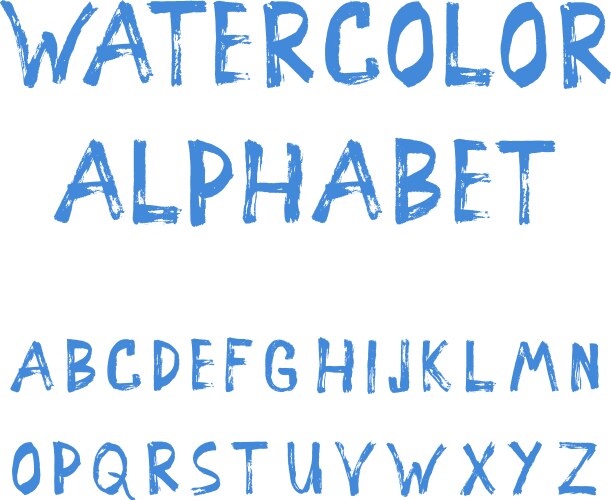 Watercolor hand drawn blue font Royalty Free Vector Image