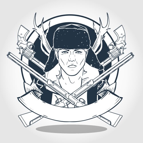 Hand drawn sketch hunter men Royalty Free Vector Image