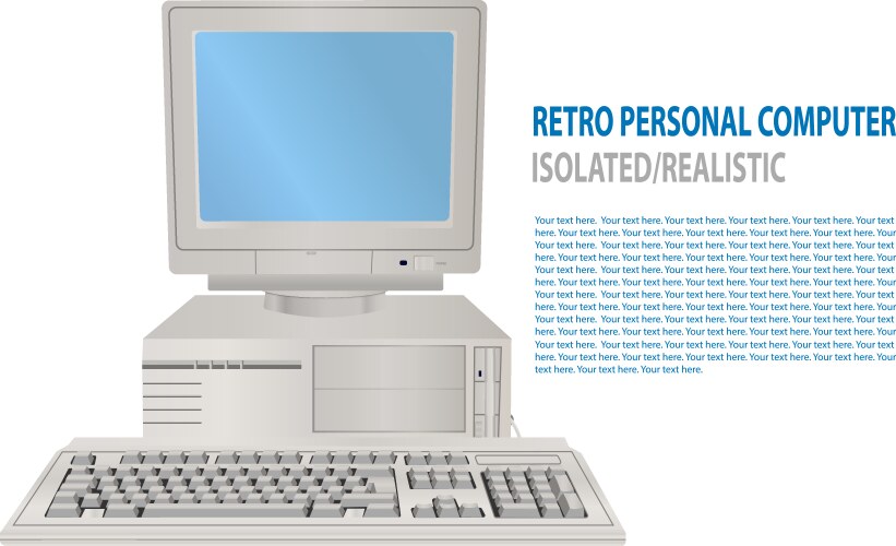 Classic computer from 1998 Royalty Free Vector Image