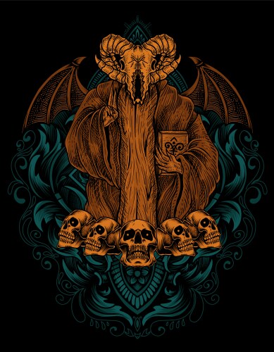 Baphomet god with engraving style Royalty Free Vector Image