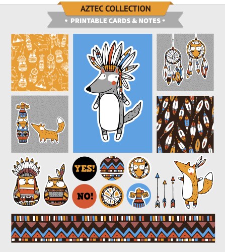 Tribal animals cute zoo squirrel llama hare fox Vector Image